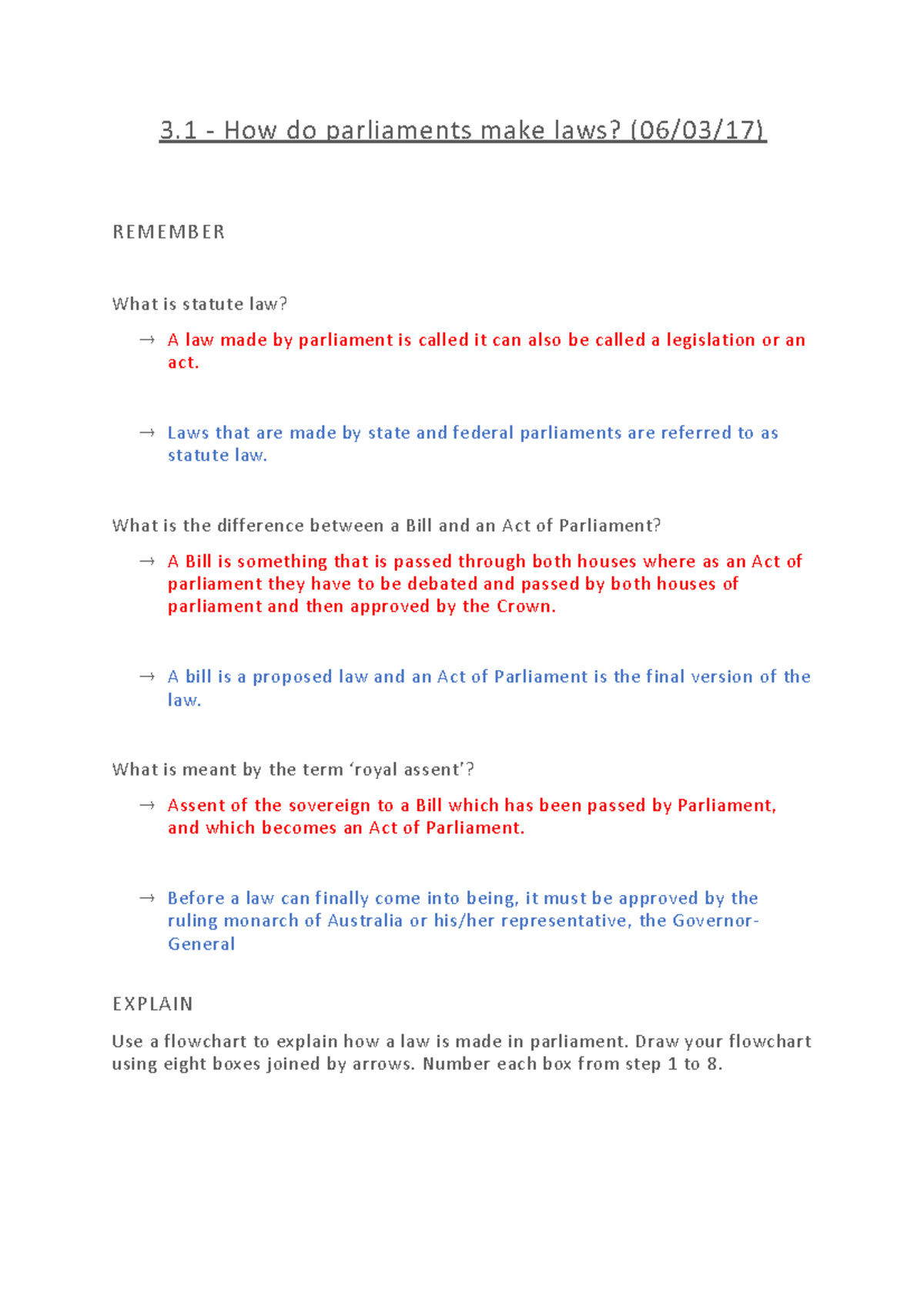 3.1 - How do parliments make laws - Laws that are made by state and ...