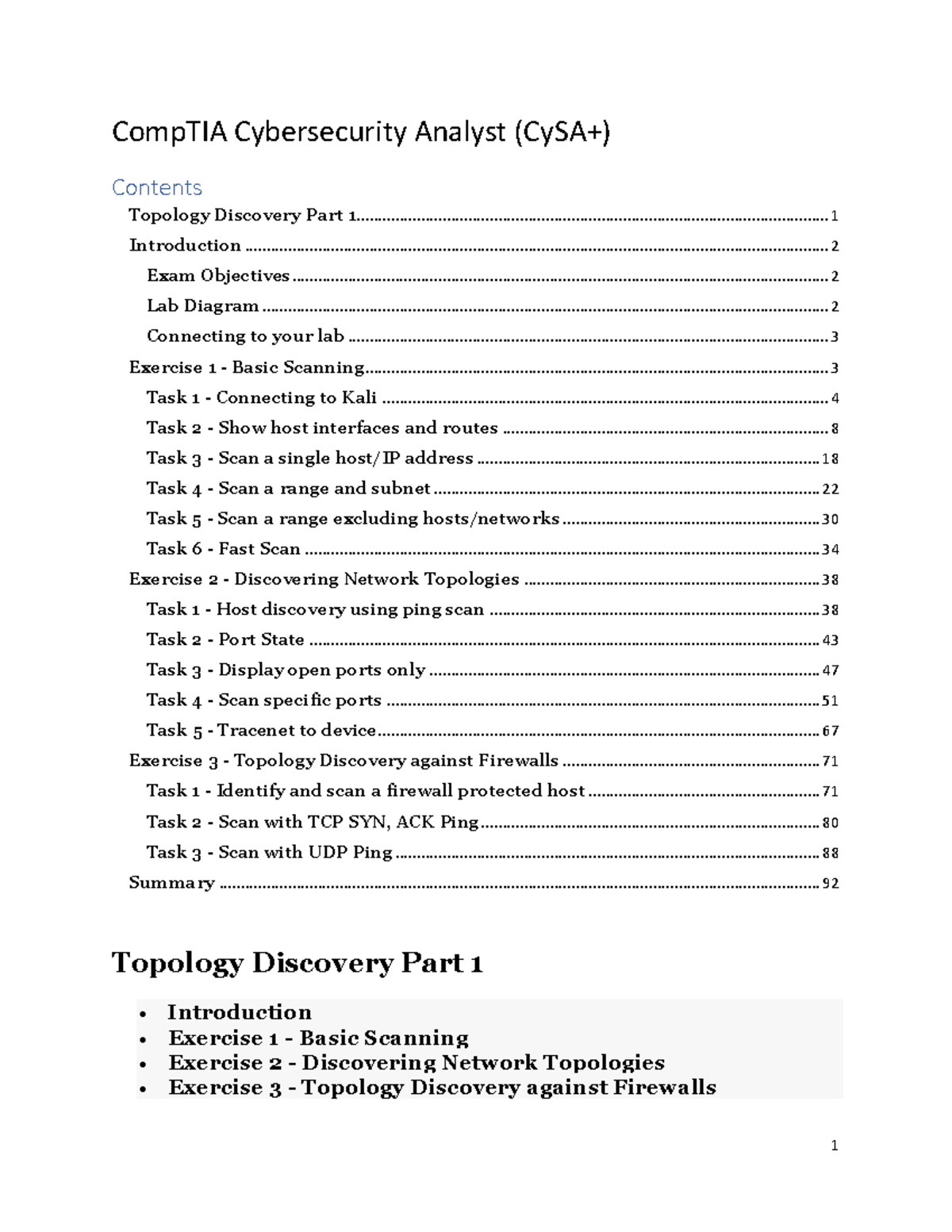 1 topology discovery part 1 1 - CompTIA Cybersecurity Analyst (CySA+ ...