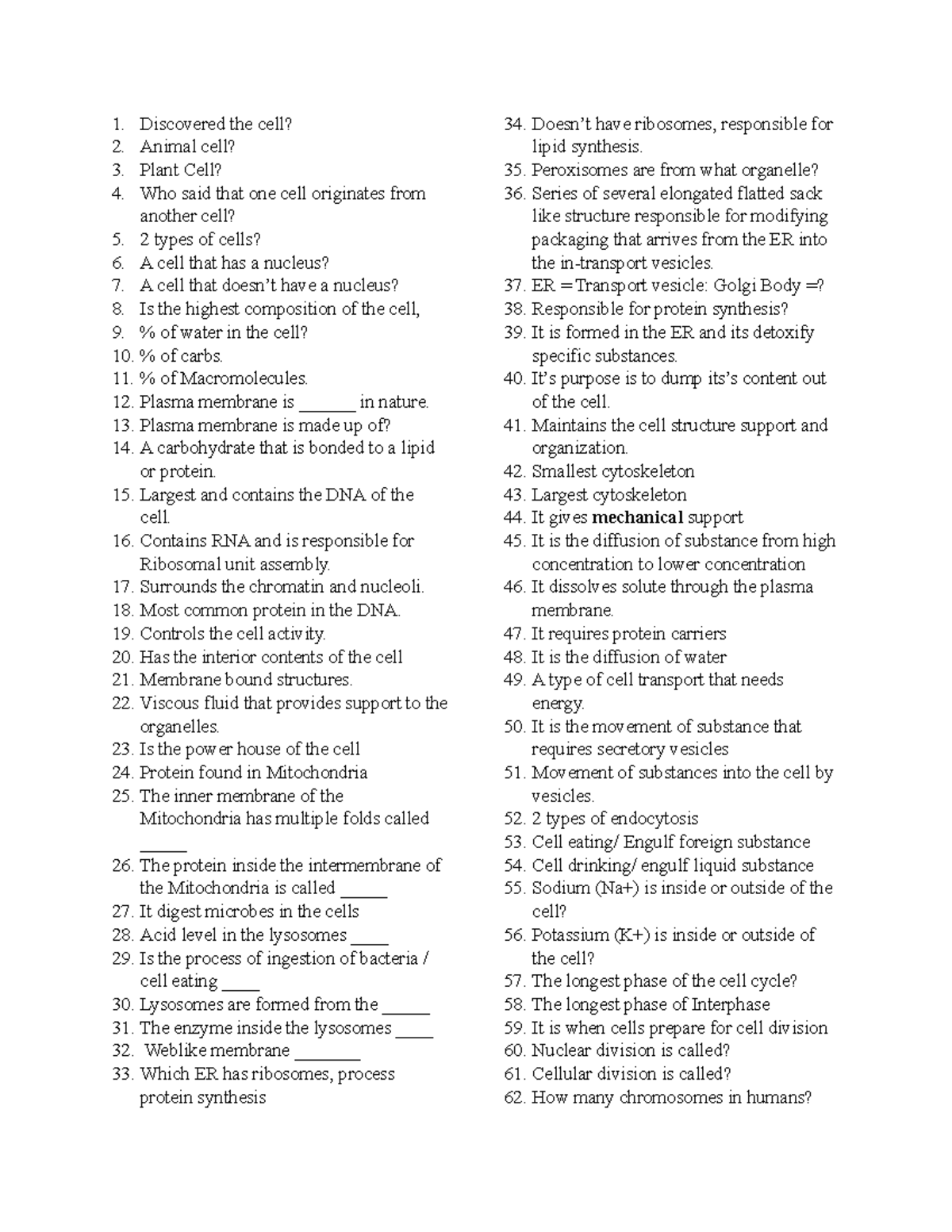 Biology mock quiz - Discovered the cell? Animal cell? Plant Cell? Who ...