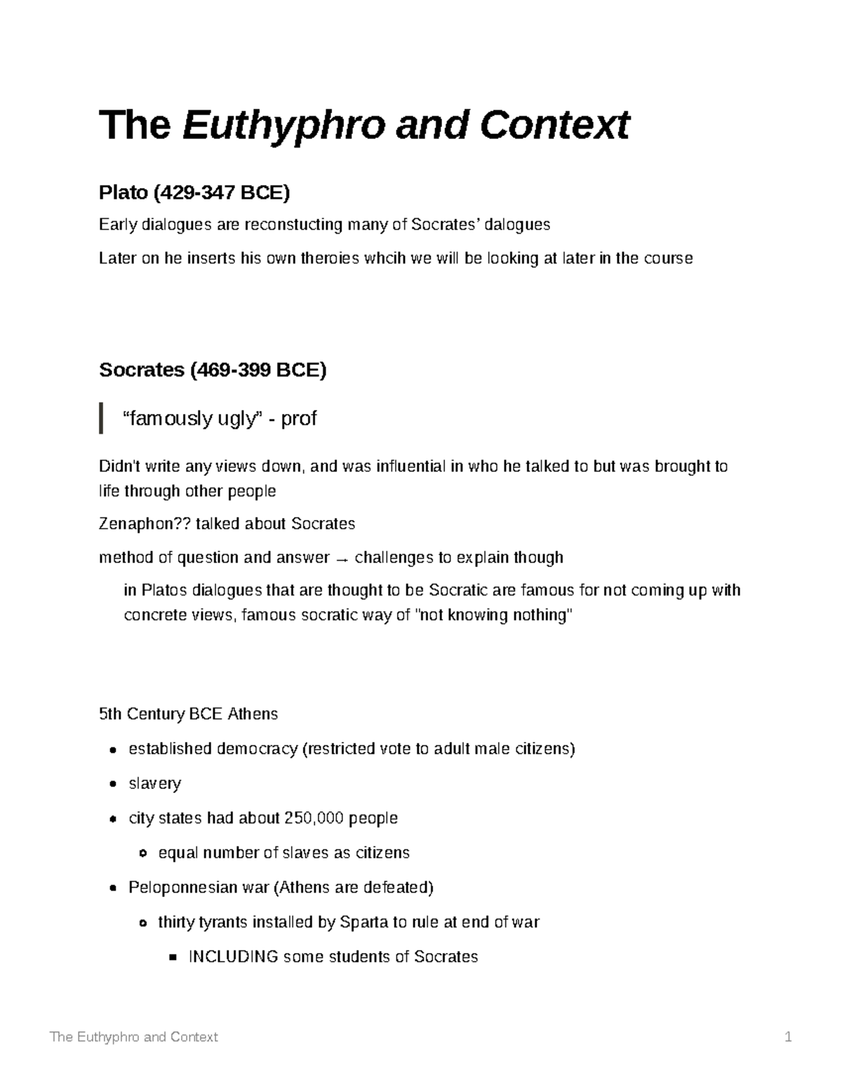 The Euthyphro and Context - The Euthyphro and Context Plato (429-347 ...