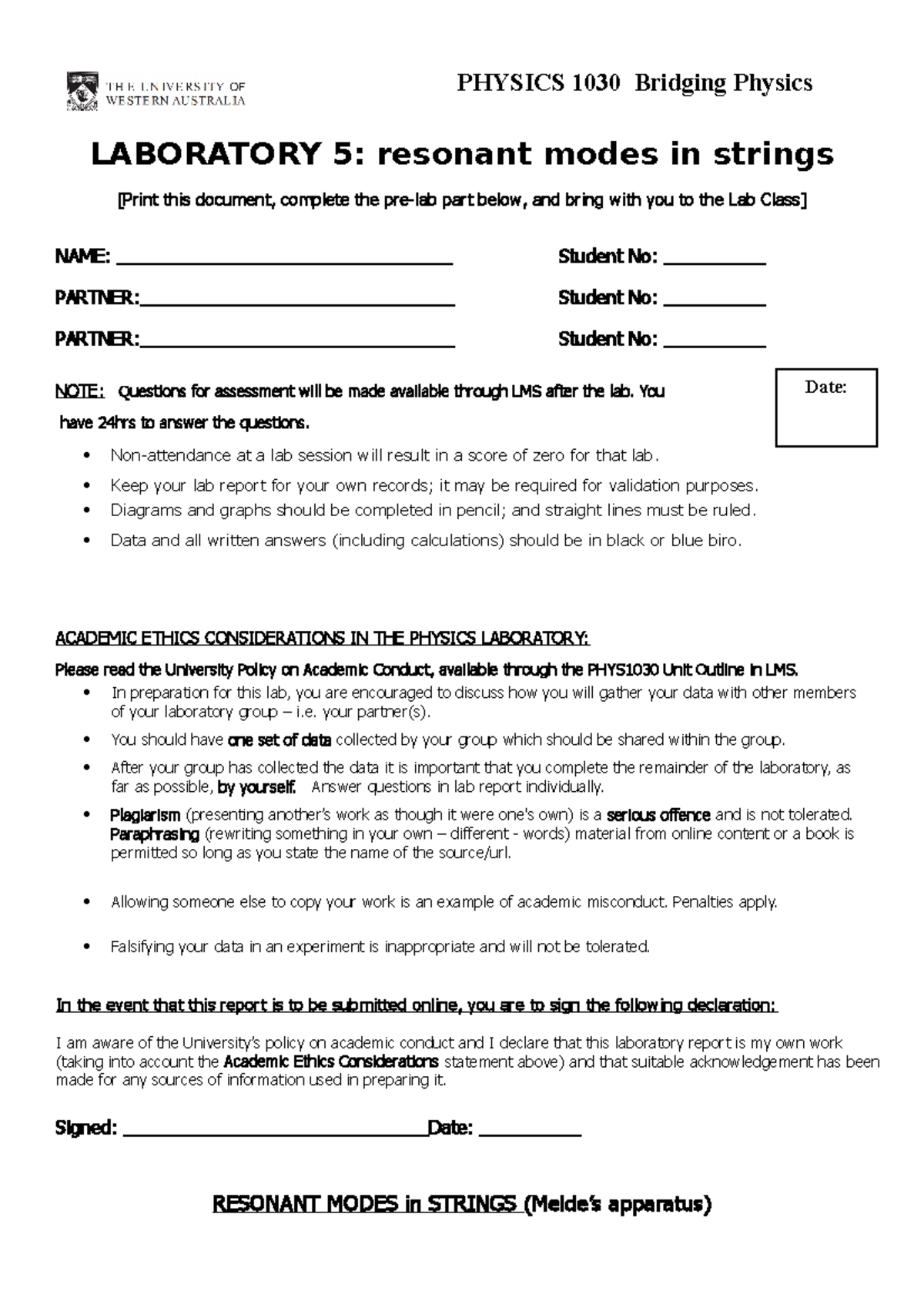 Lab 5 - 21 - eee - LABORATORY 5: resonant modes in strings [Print this document, complete the ...
