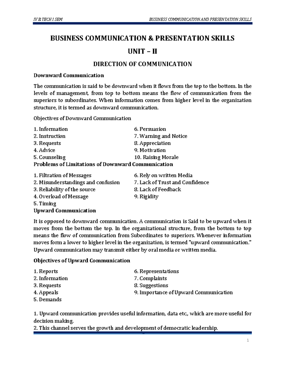 BCPS Unit-2 - BCPS Unit-2 - BUSINESS COMMUNICATION & PRESENTATION SKILLS UNIT – II DIRECTION OF ...