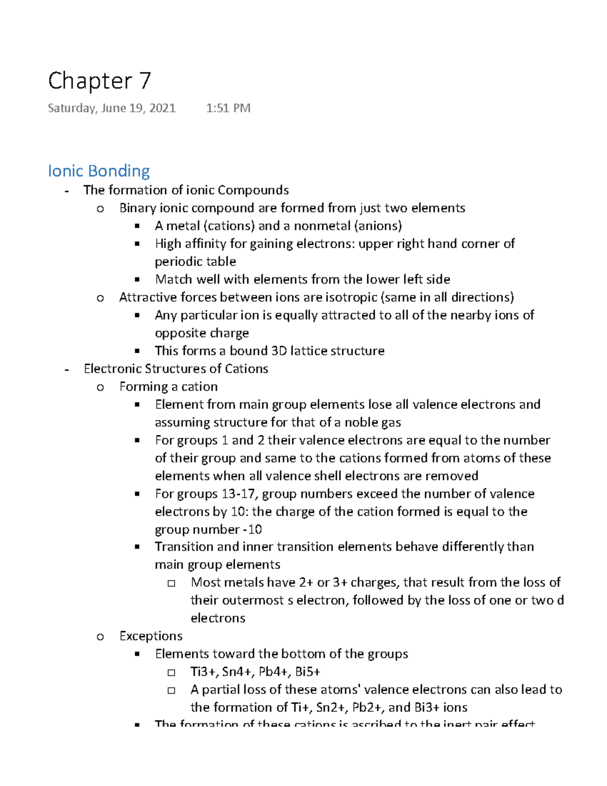 Chapter 7 - Gen Chem 1 Summer Course Pete Bell - Ionic Bonding The ...