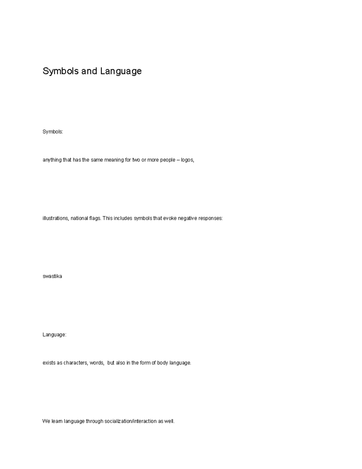 Culture lecture - symbols and language - Symbols and Language Symbols ...