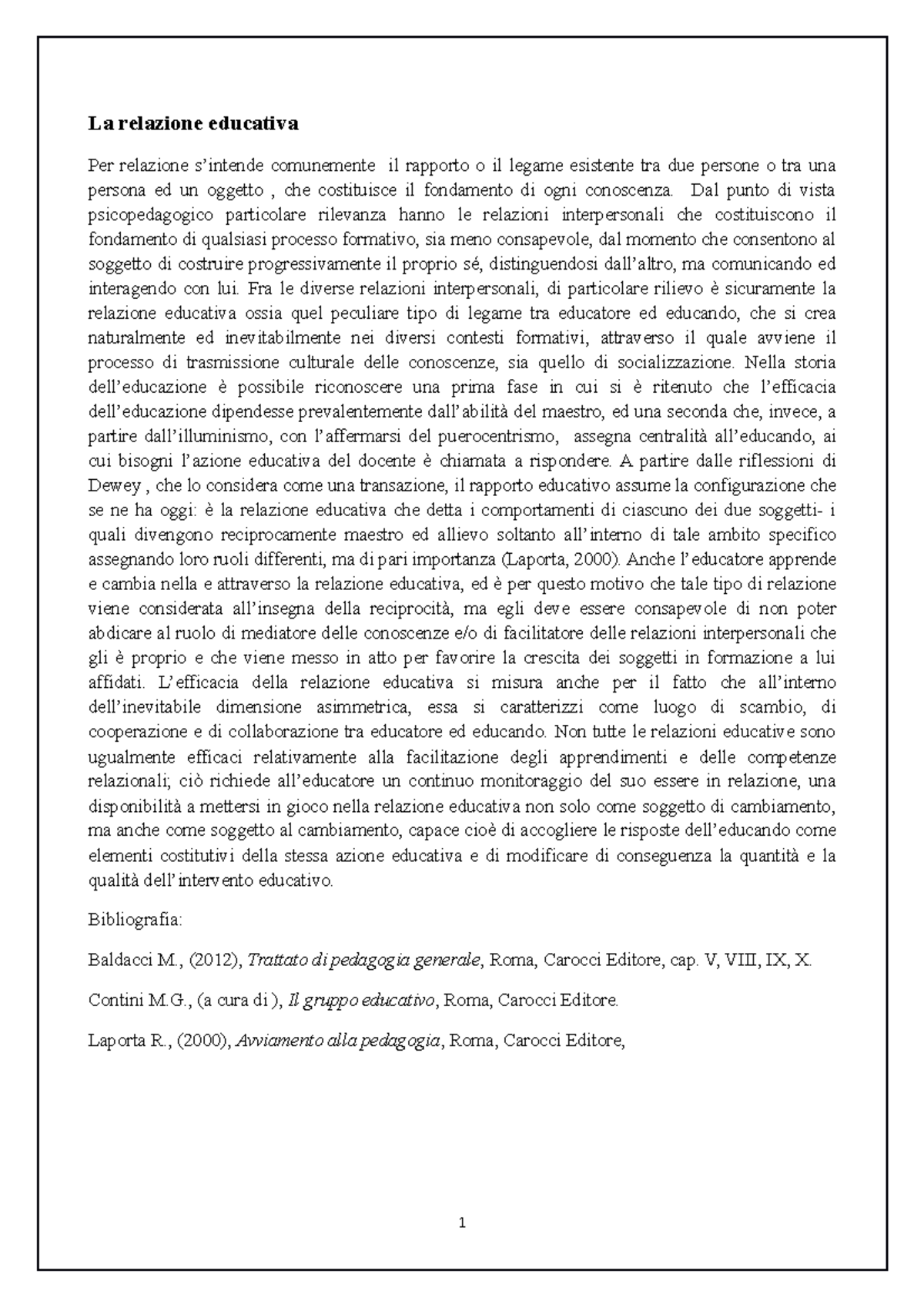 La relazione educativa - Dal punto di vista psicopedagogico particolare ...