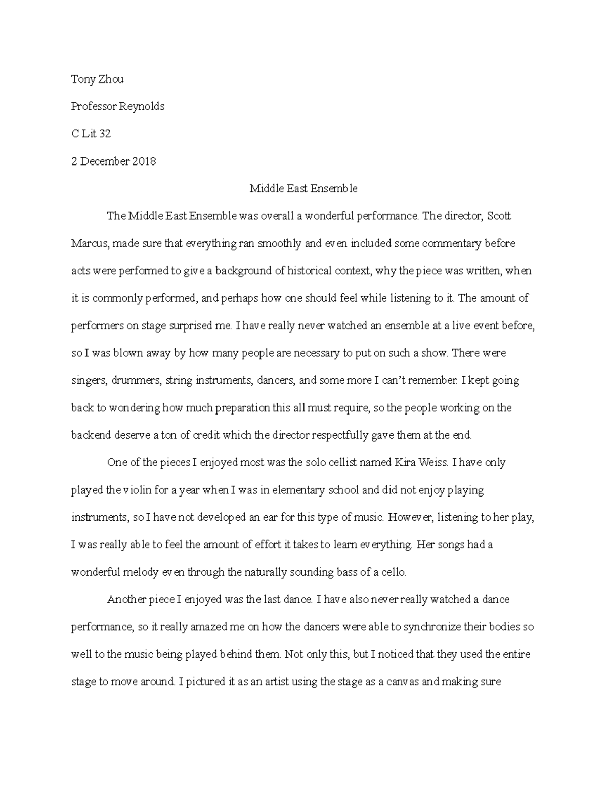 CLIT32 ec #3 - This is an extra credit paper written about the Middle ...