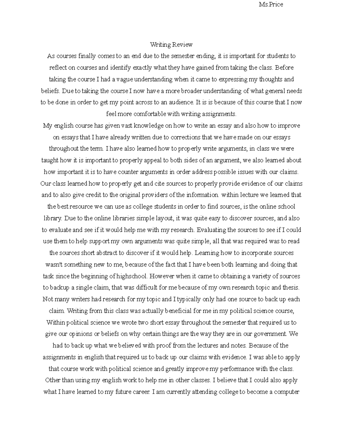 Writing Review Essay Ms Writing Review As Courses Finally Comes To