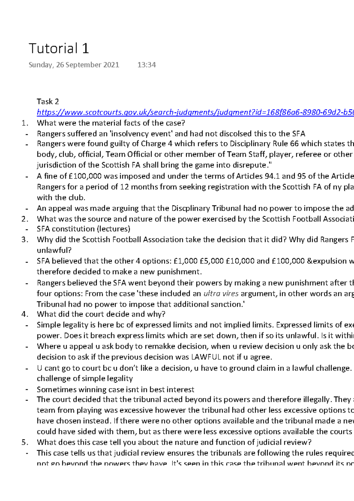 Tutorial 1 Public Law - N/A - Task 2 - Studocu