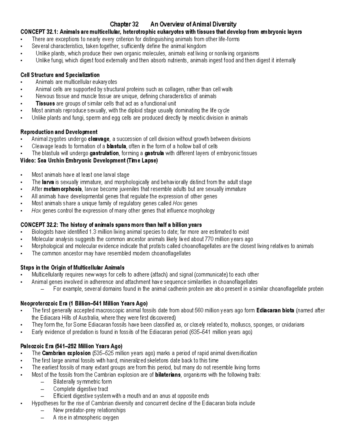 32 An Overview of Animal Diversity - Chapter 32 An Overview of Animal ...