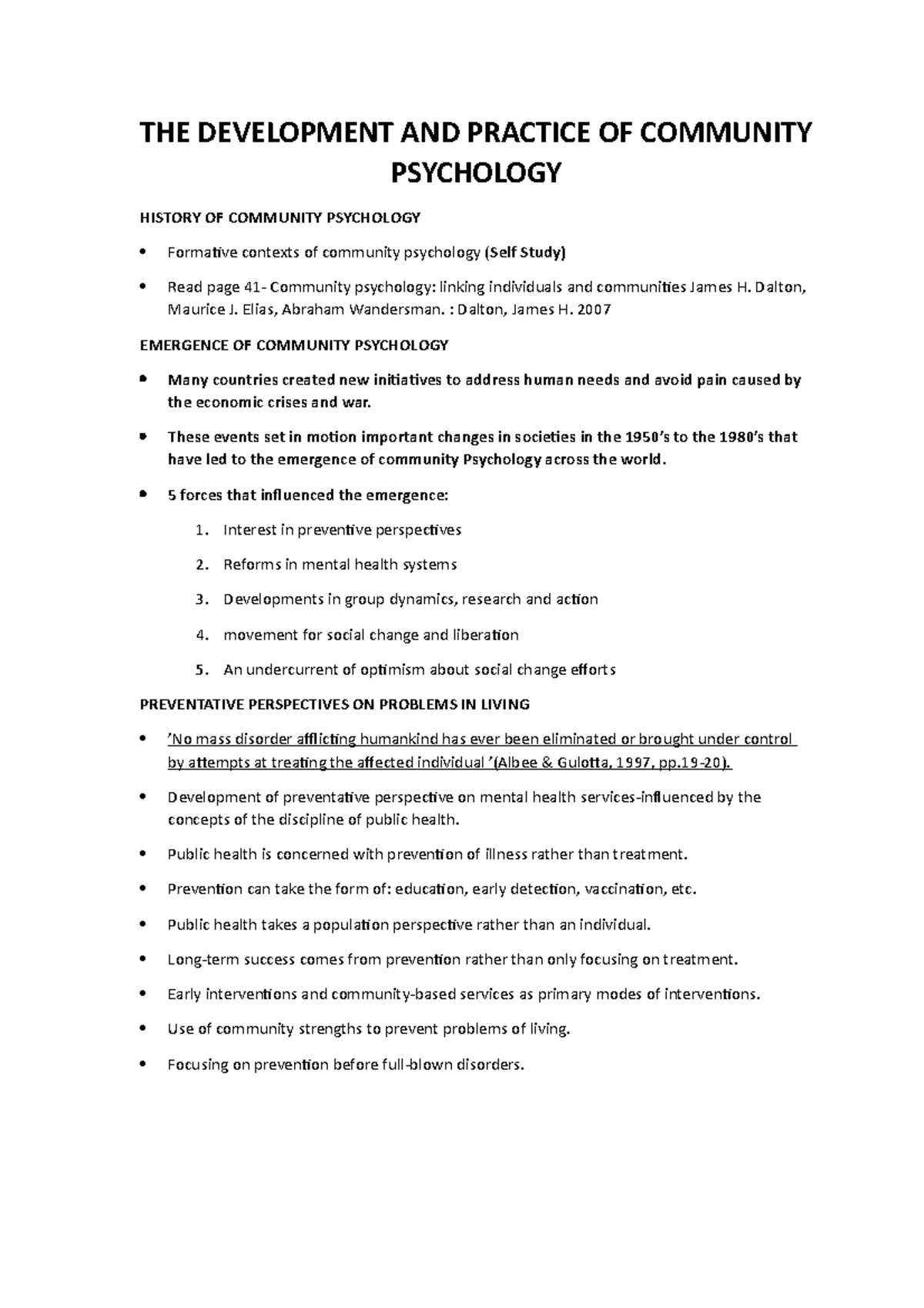 Development and Practice of Community Psychology - THE DEVELOPMENT AND ...