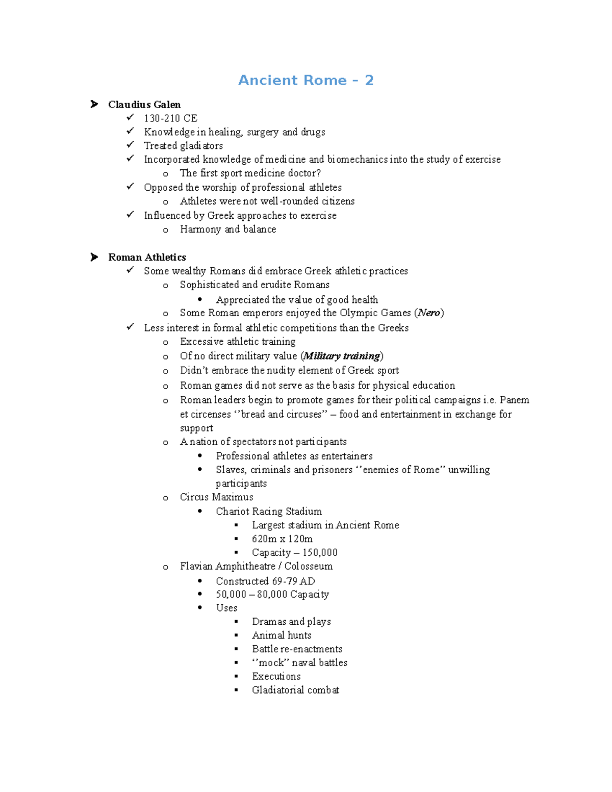 Ancient Rome 2 - Lecture notes 6 - Ancient Rome – 2 Claudius Galen 130 ...