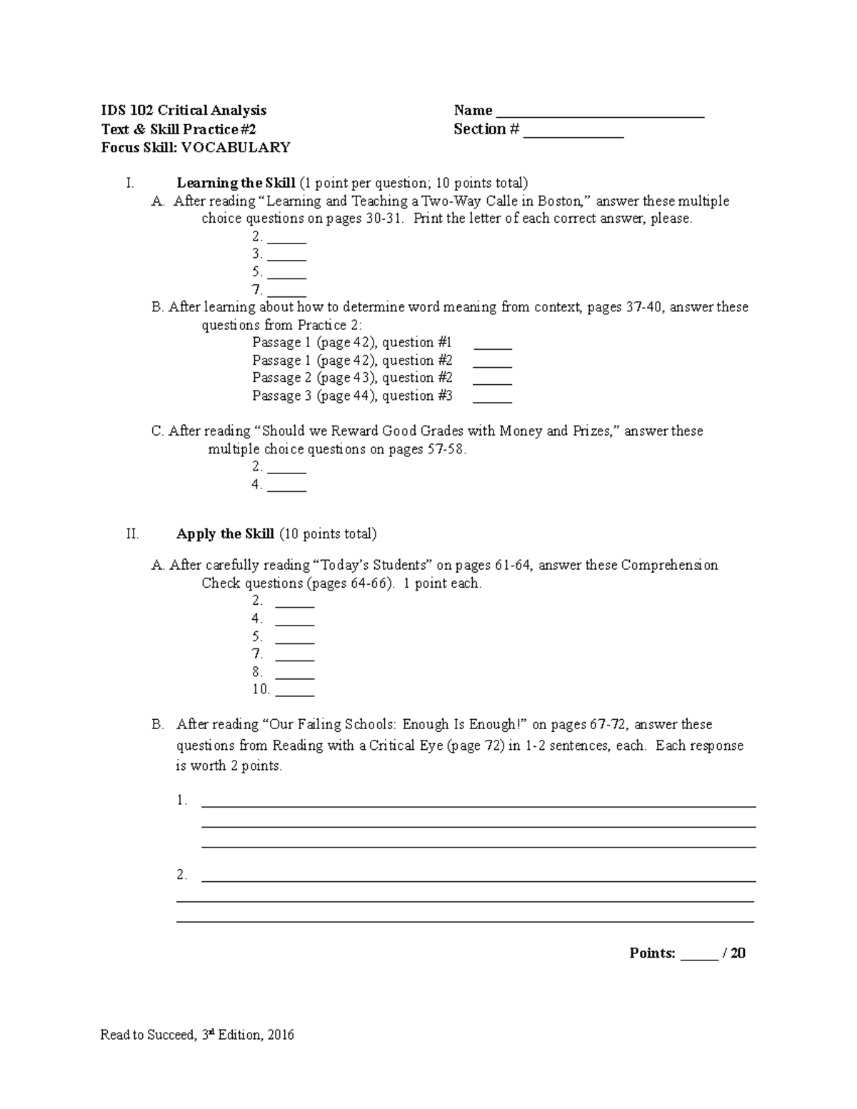 Chapter 2 text sheet - course work example - IDS 102 Critical Analysis ...