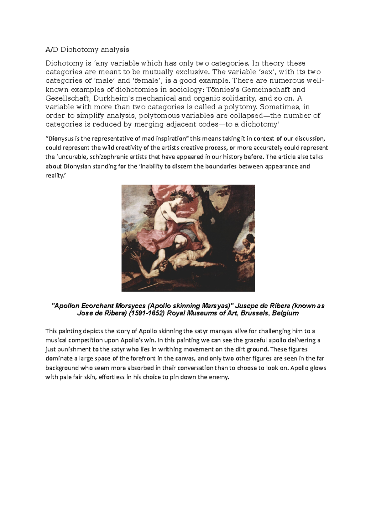 Analysis - dichotomy - personal artist research - A/D Dichotomy ...