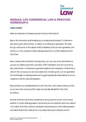 Commercial Law Workshop 2 Guide - Studocu