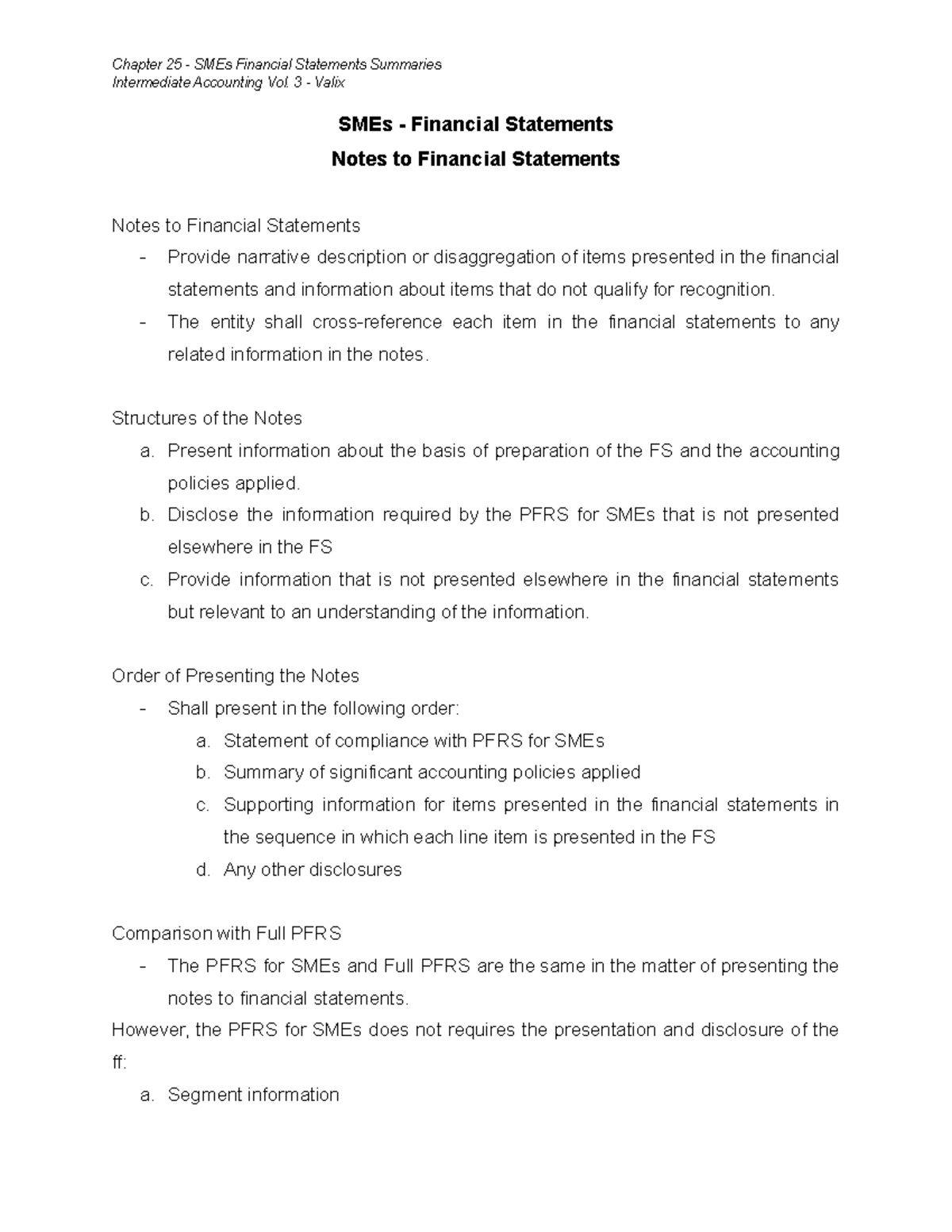 SMEs - FS (Notes to Financial Statements) - Chapter 25 - SMEs Financial ...