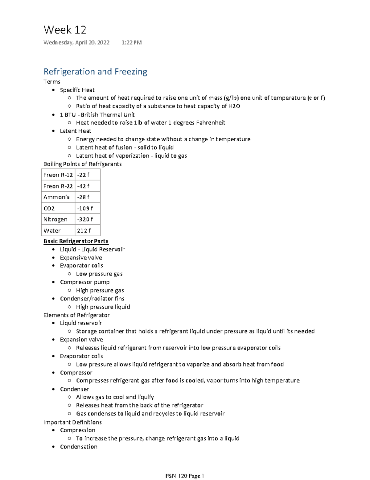 Introduction To Food Science 120 Week 12 Refrigeration And Freezing
