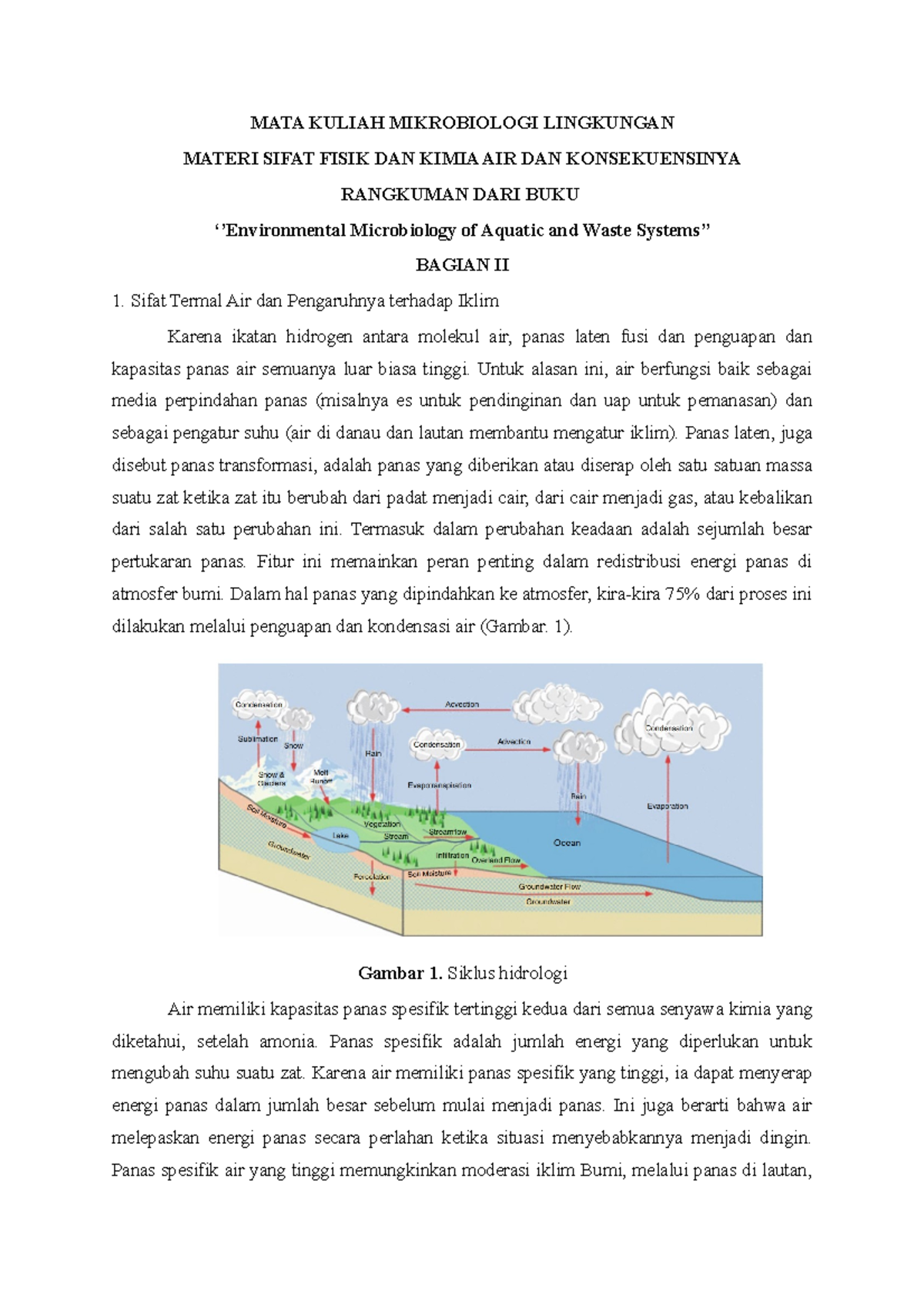 Mikrobiologi Lingkungan - Sifat Fisik dan Kimia Air dan Konsekuensinya ...