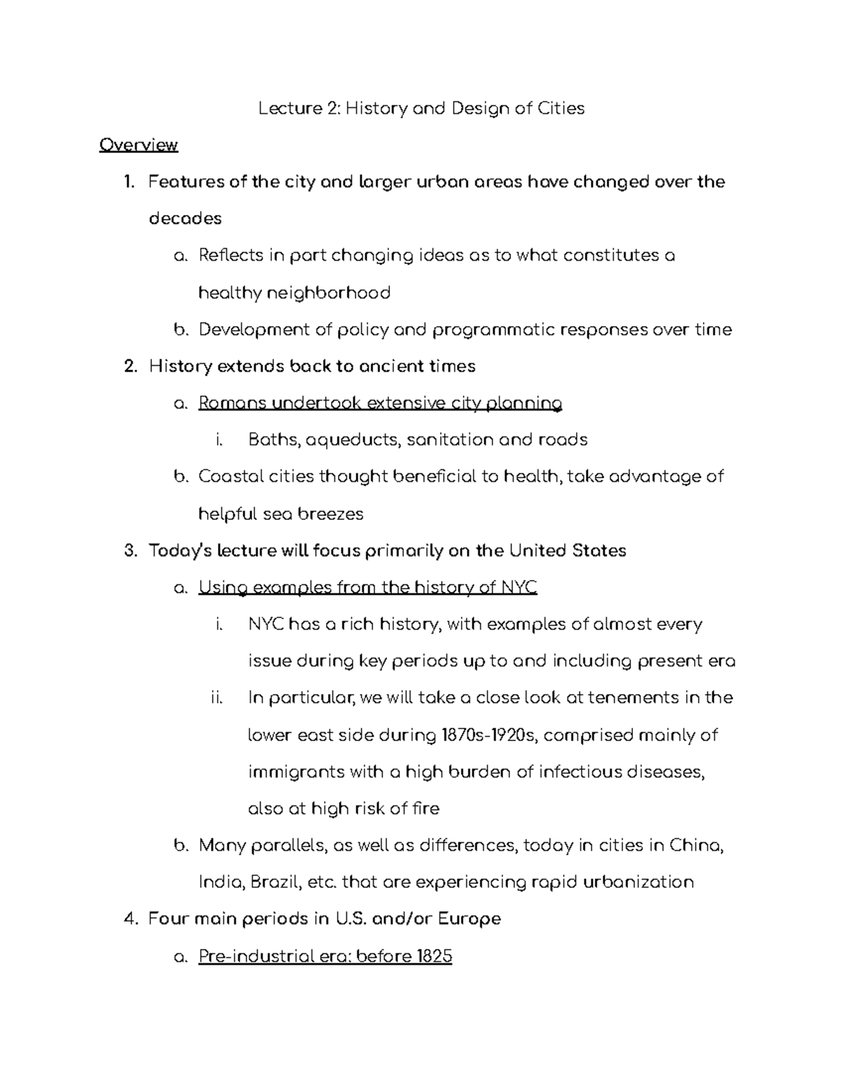 History and Design of Cities - Lecture 2: History and Design of Cities ...