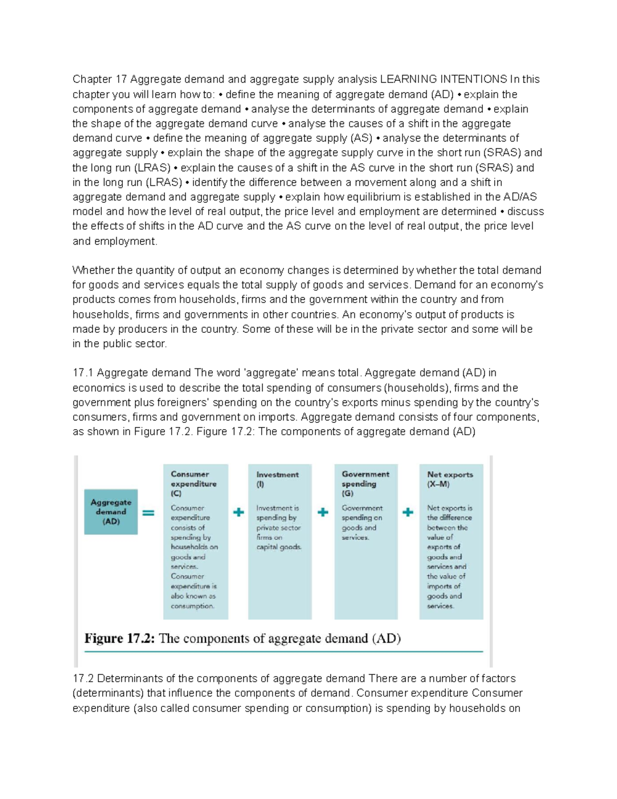 Unit 17 - Dont refer - Chapter 17 Aggregate demand and aggregate supply analysis LEARNING ...