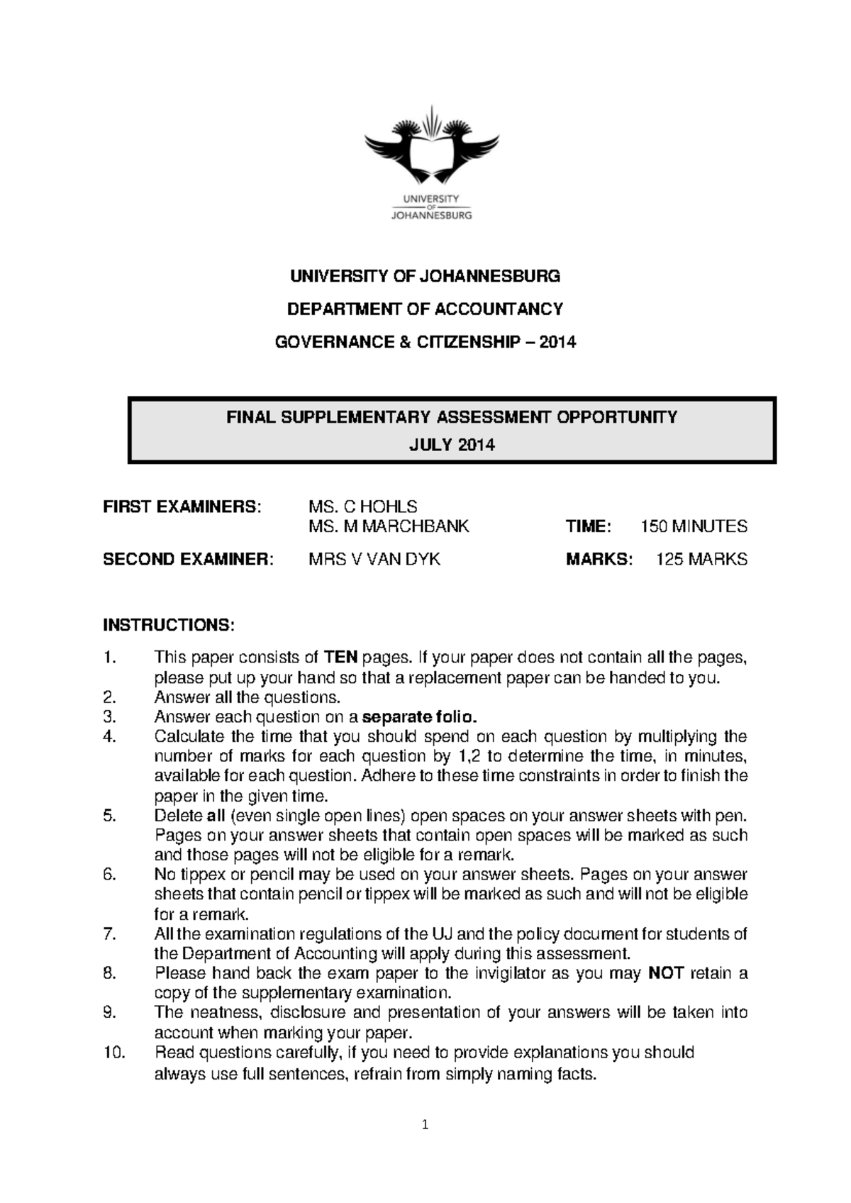 2014 Supplimentary exam question paper eb70329380 ...