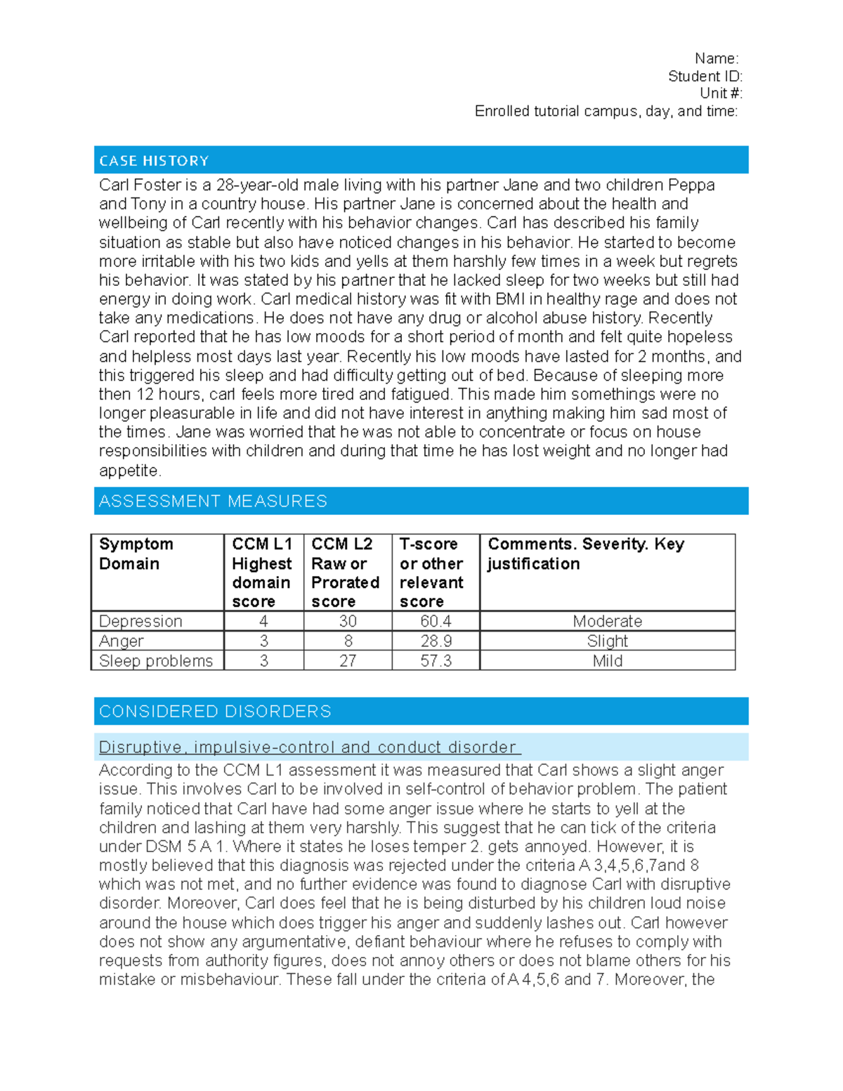 2. Diagnostic Report Template (Abnormal Psychology) SPR 2022 - Student ...