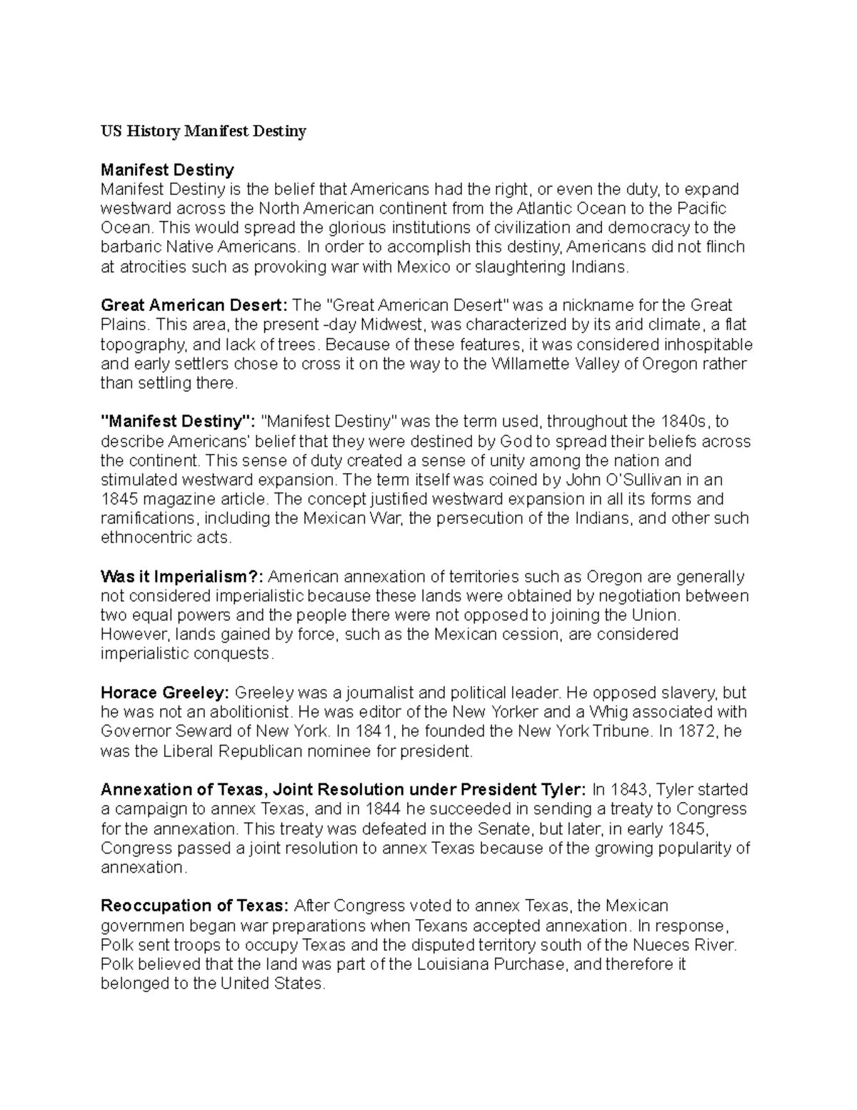 US History Manifest Destiny - US History Manifest Destiny Manifest ...