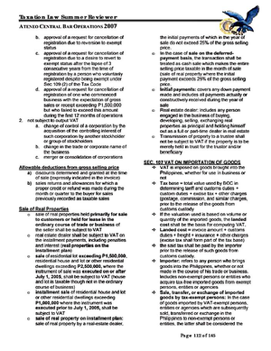 ACC877 173 - Sjdj - Taxation Law Summe Re vie wer ATENEO CENTRAL BAR ...