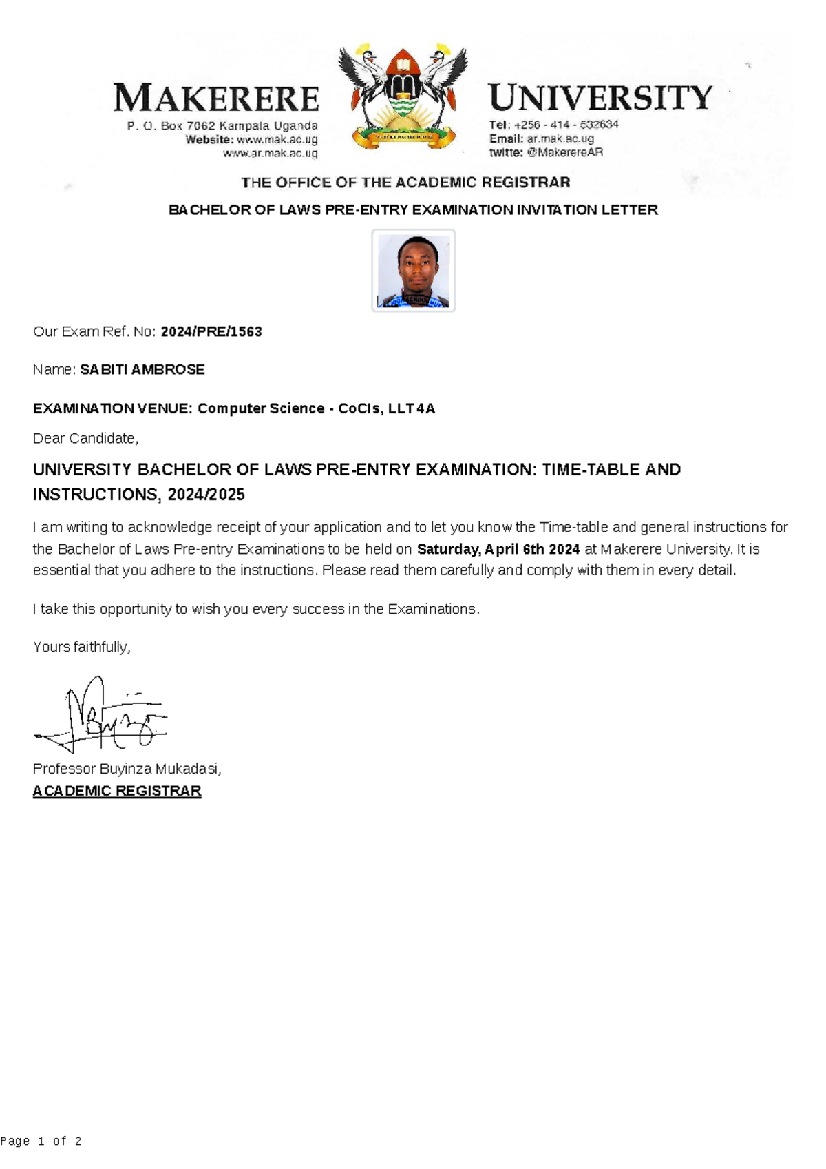 Bachelor-OF-LAWS-PRE- Entry- Examination-2024 PRE 1563 - BACHELOR OF ...