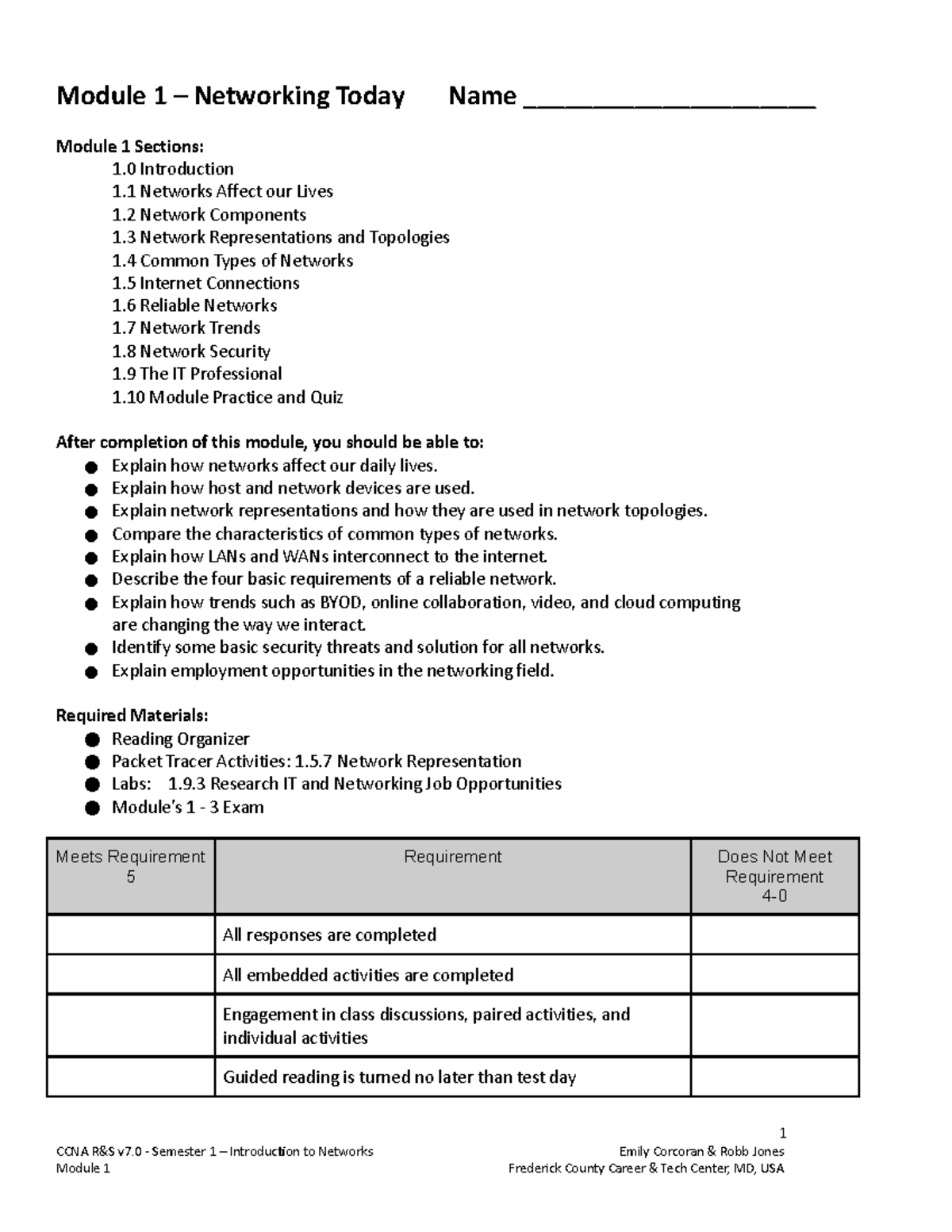 Module 1 Reading Organizer -Student Version - Module 1 – Networking Today Name ...