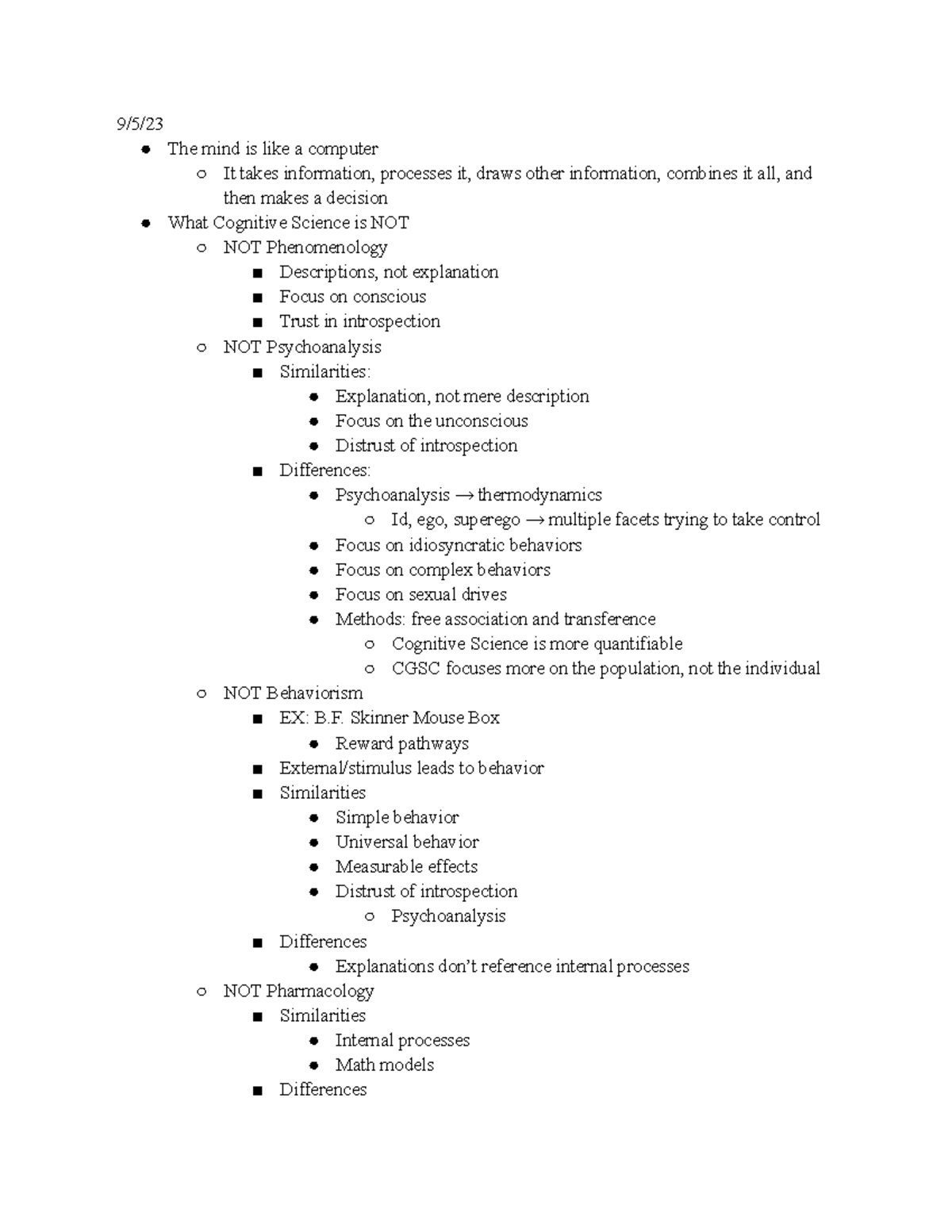 Cognitive Science Notebook - 9/5/ The mind is like a computer It takes ...