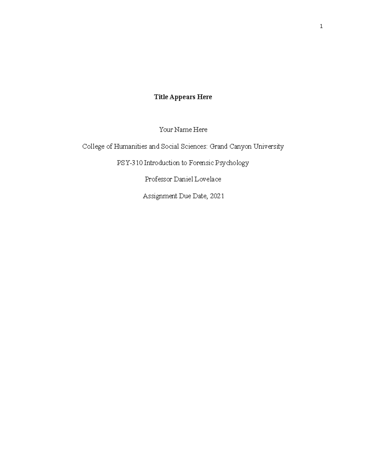 APA 7th Ed Paper Class Revision - 1 Title Appears Here Your Name Here ...