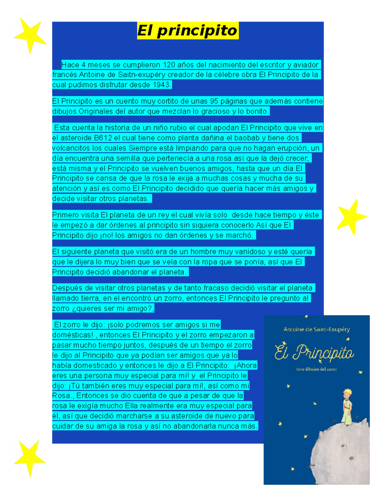 El principito - actividad de lectura - El principito Hace 4 meses se ...