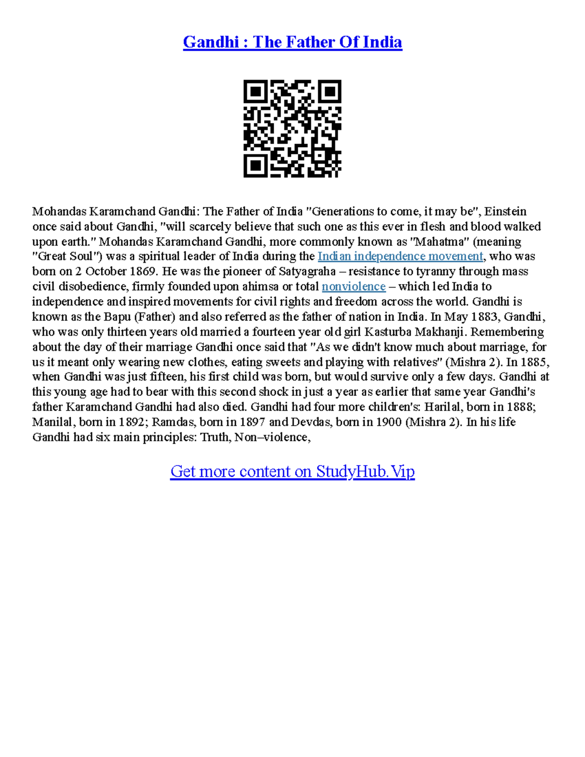 Hindi Essay On Indira Gandhi - Gandhi : The Father Of India Mohandas ...