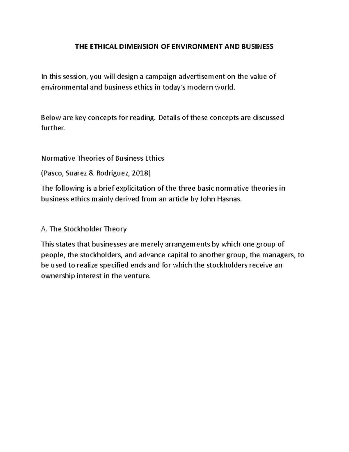 THE Ethical Dimension OF Environment AND Business - THE ETHICAL ...