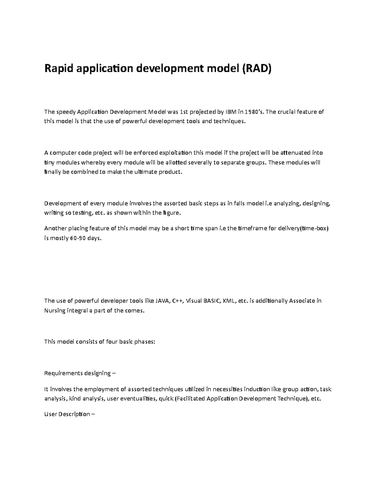 Rapid application development model (RAD) - Software Engineering - Studocu