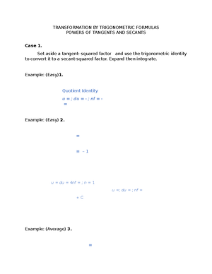 Integral Calculus Problem SET 2 - INTEGRAL CALCULUS PROBLEM SET 2 ...
