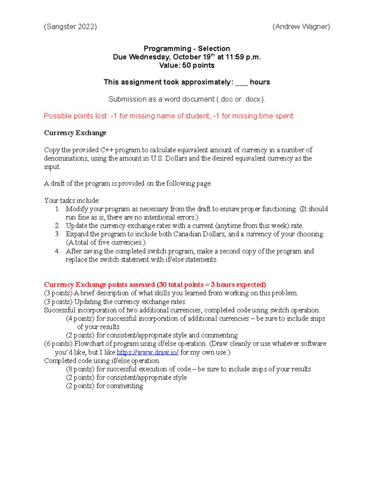 GE1501 1013-1019 Program Assignment Selection - Programming - Selection ...