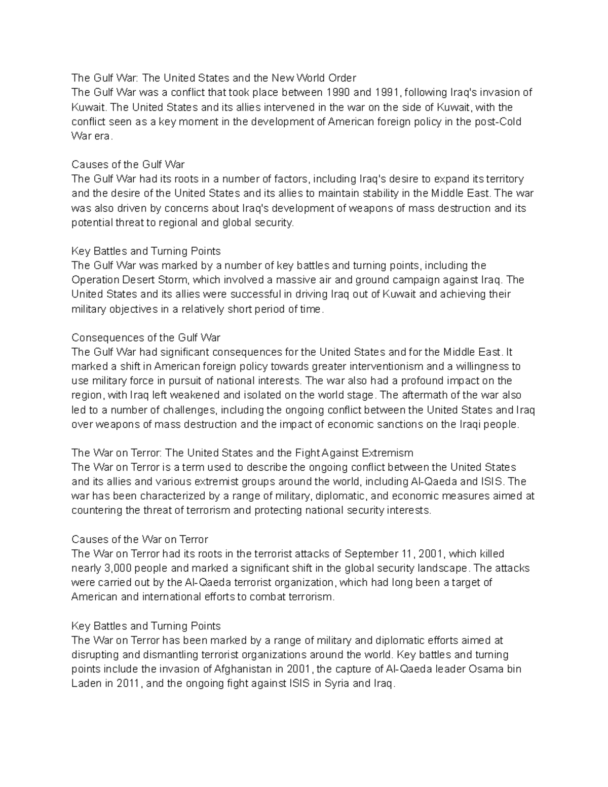 9-10 American Military History - The Gulf War: The United States and ...