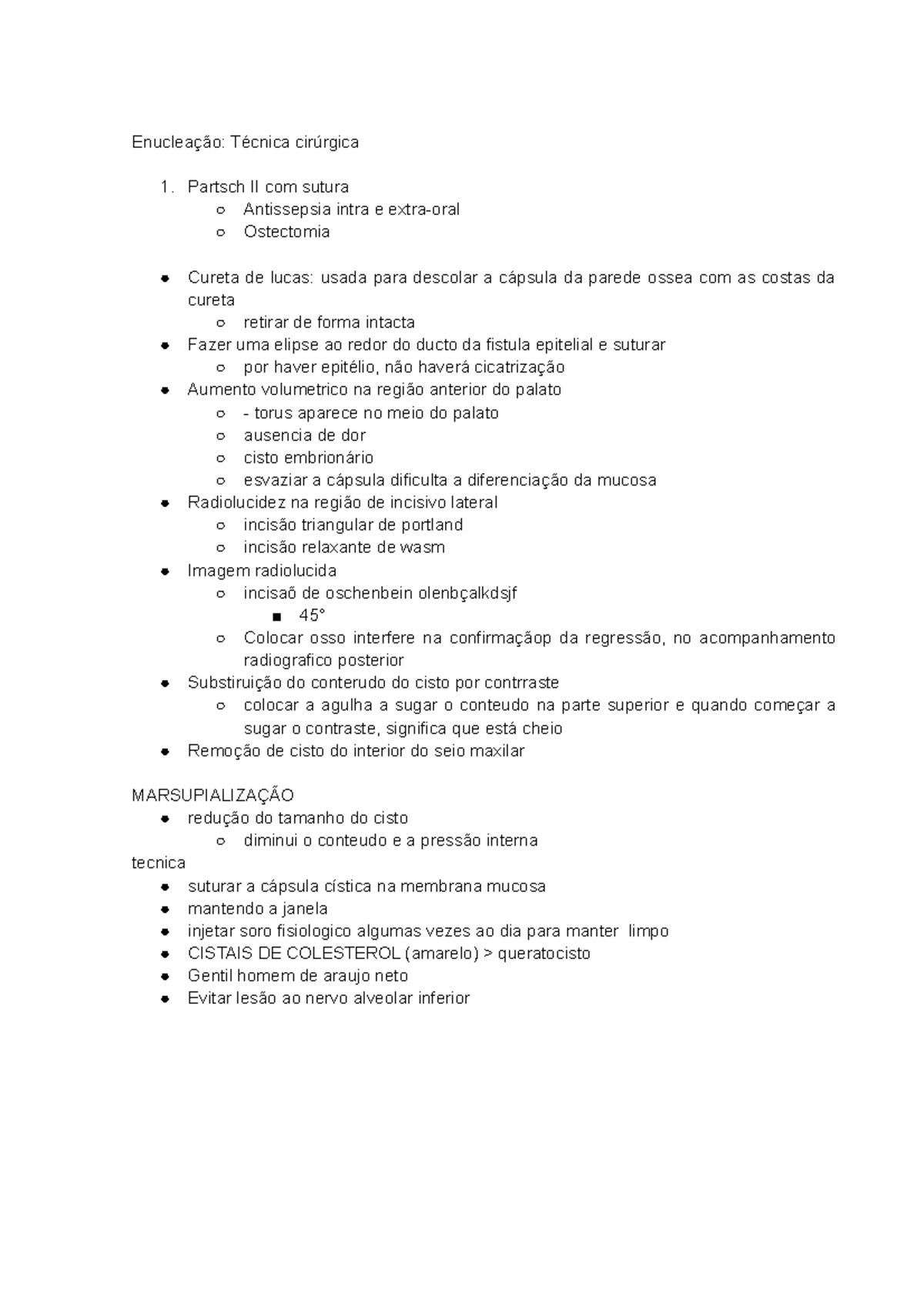 Resumo - Cistos - Enucleação: Técnica cirúrgica Partsch II com sutura ...