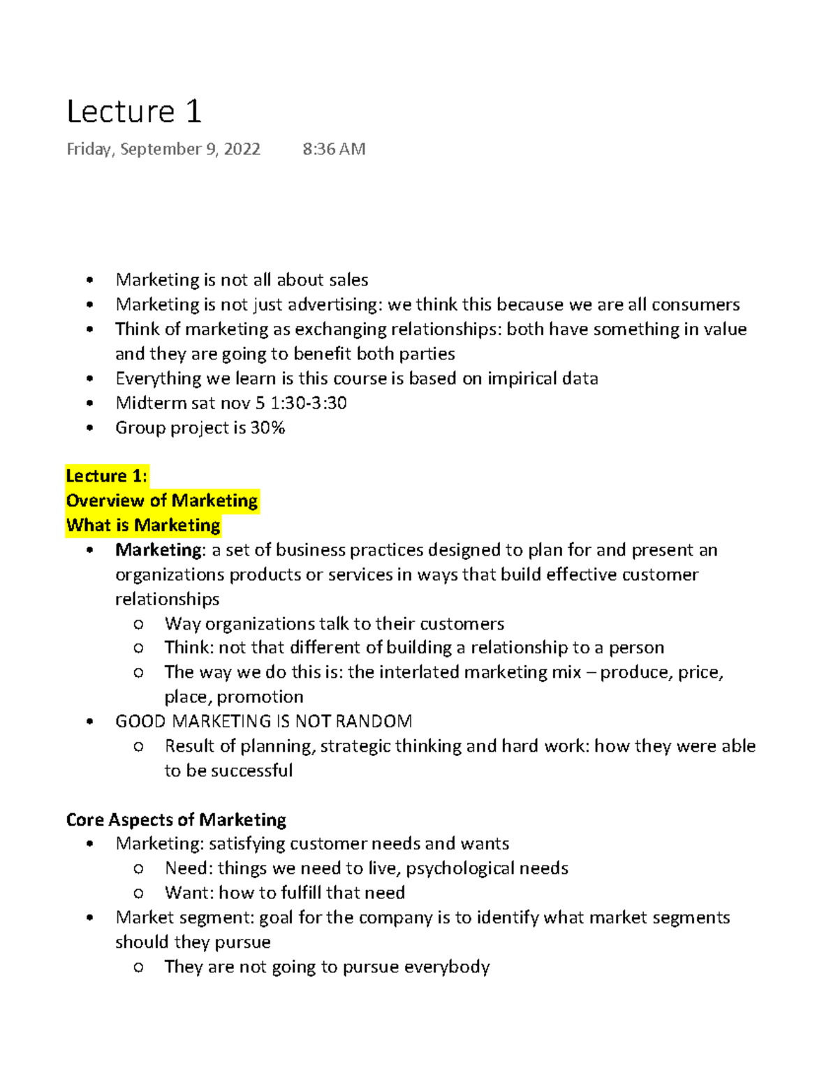 Marketing Chapter 1 - Marketing is not all about sales Marketing is not ...