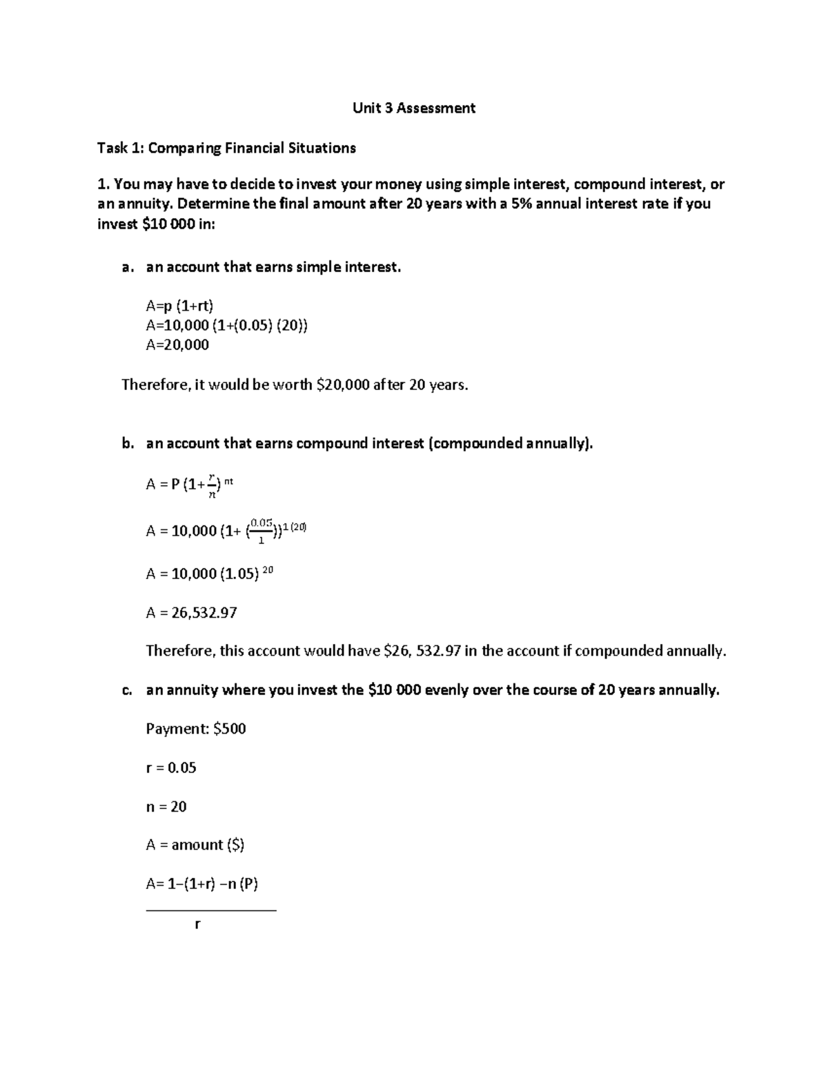Unit 3 Assessment - COURSE WORK - Unit 3 Assessment Task 1: Comparing ...