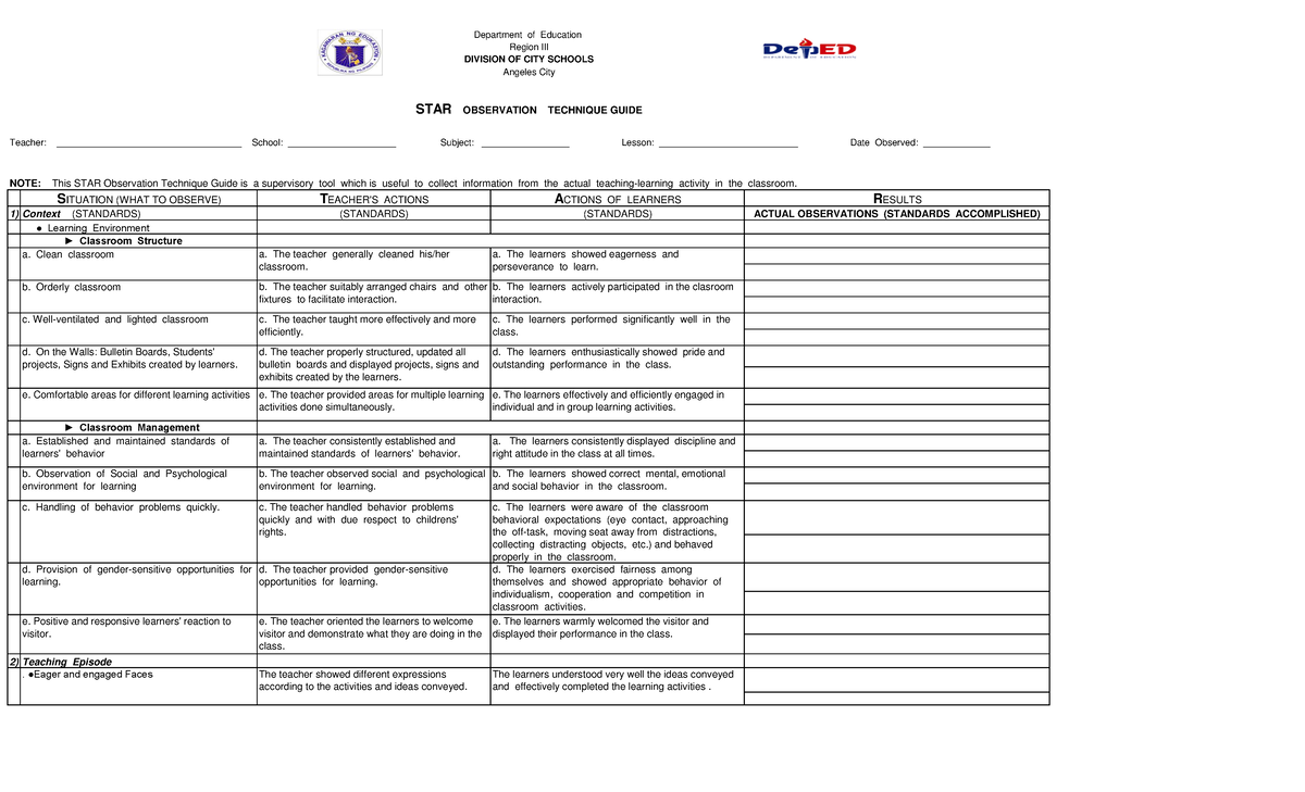 STAR-Observation-Technique - Teacher ...