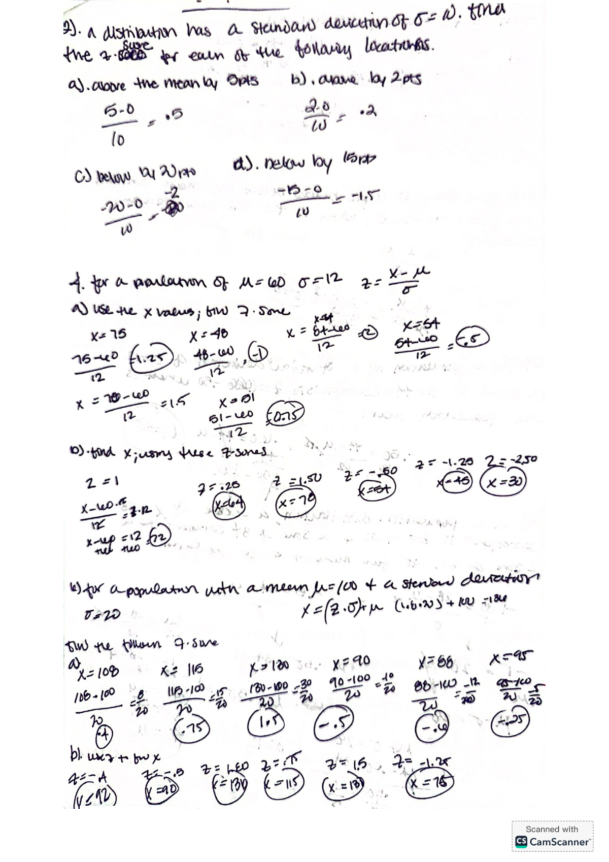 Chapter 5- Stats homework - 2). a distribution has a standard devation ...