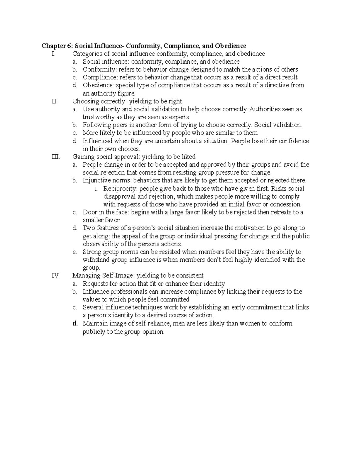 Chapter 6 - Social Psychology - Chapter 6: Social Influence- Conformity ...