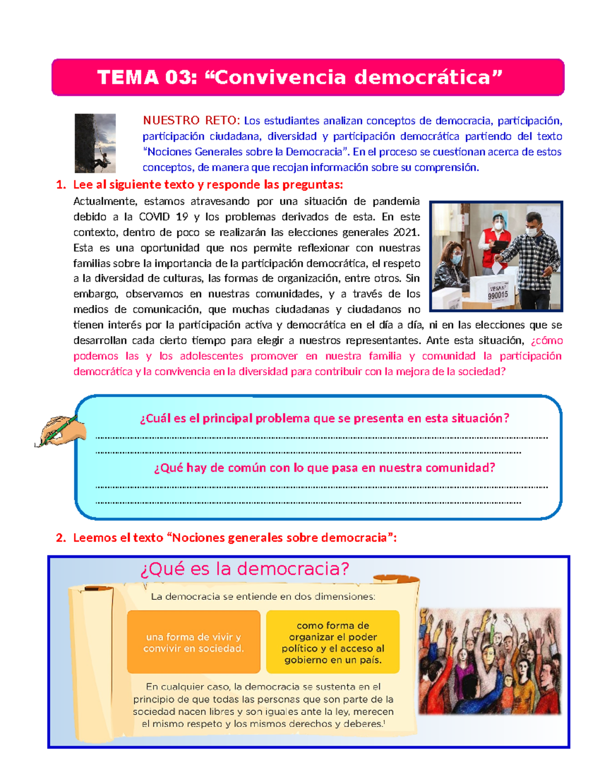 DPCC- Convivencia Democratica - TEMA 03: “Convivencia democrática ...