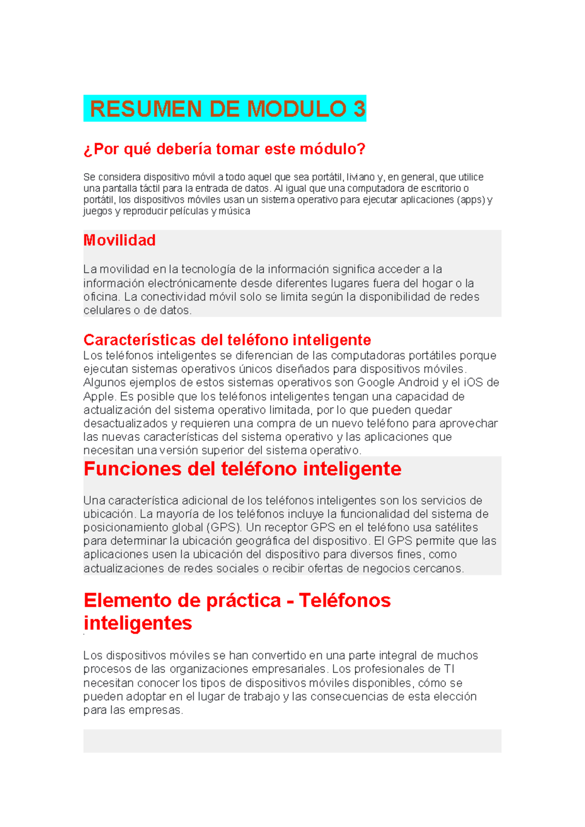 Resumen DE Modulo 3 - RESUMEN DE MODULO 3 ¿Por qué debería tomar este ...