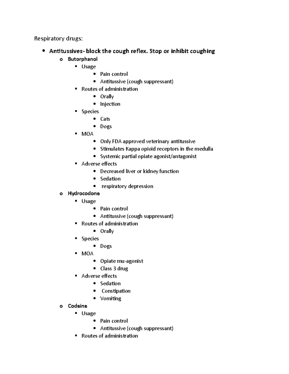 REp and Endocrine drugs - Respiratory drugs: Antitussives- block the ...