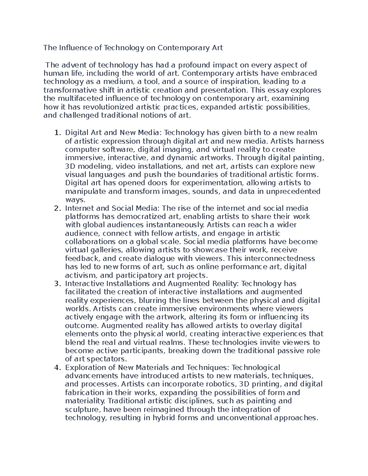 The Influence of Technology on Contemporary Art - Contemporary artists ...