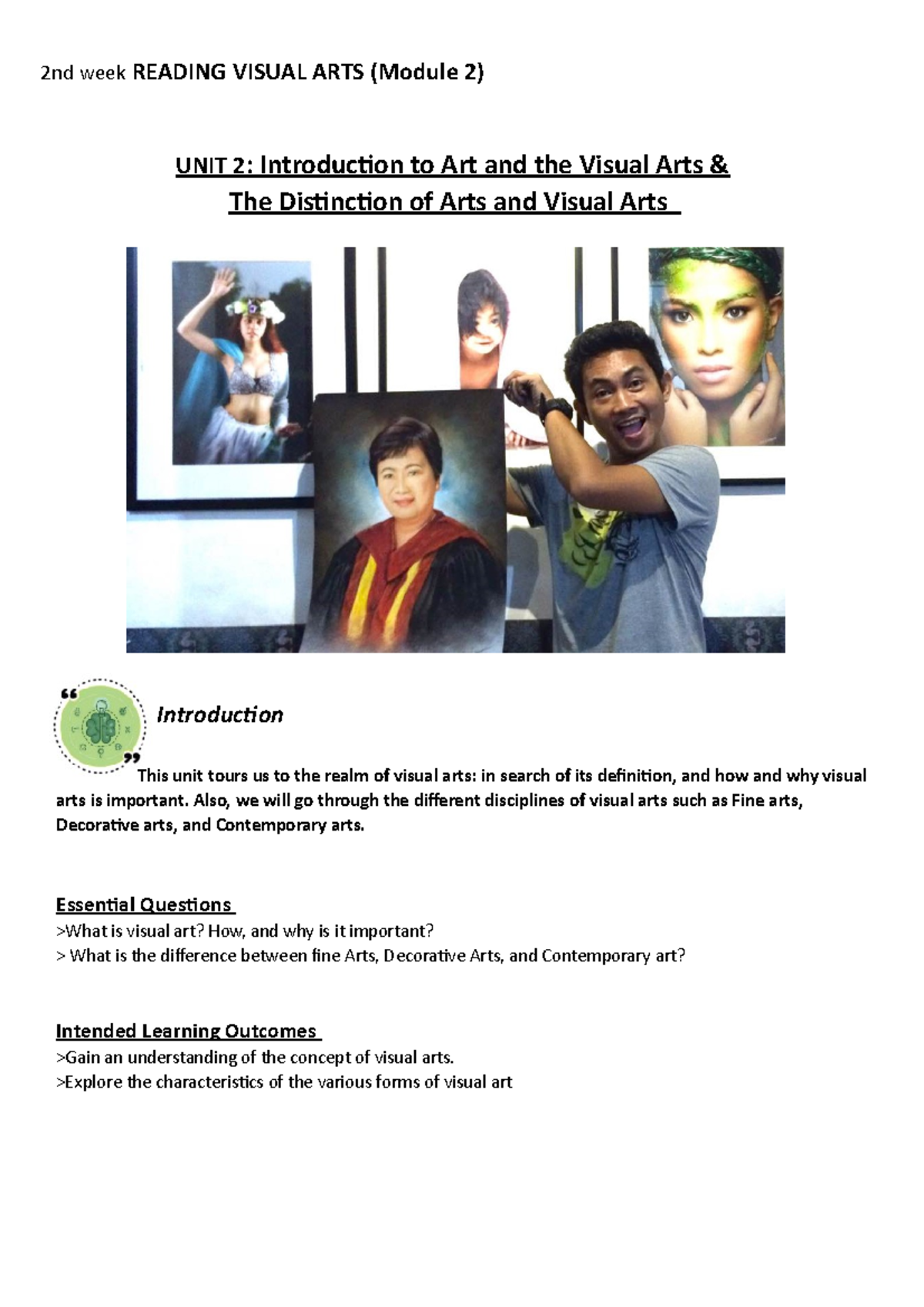 AH4 2nd week Lesson 2 Reading Viual ARTS - 2nd week READING VISUAL ARTS ...