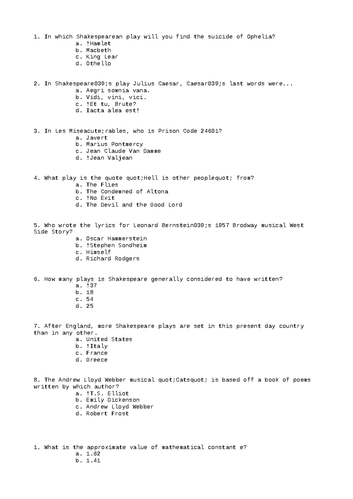 CS112 Problem Spring 2024 10 - In which Shakespearean play will you ...